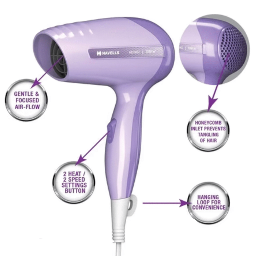 HAVELLS HD1902 Hair Dryer (1200 W, Lavender) - Ludhiana Spare Centre